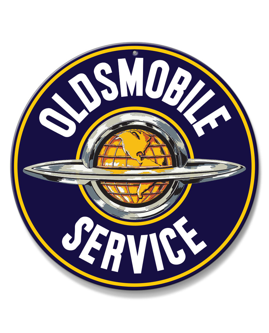 Oldsmobile Ringed Globe Emblem Round Aluminum Sign - Vintage Emblem ...