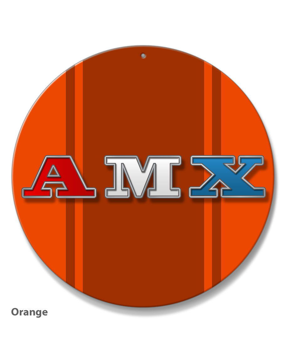 1971 - 1974 AMC AMX Emblem Novelty Round Aluminum Sign – Legend Lines