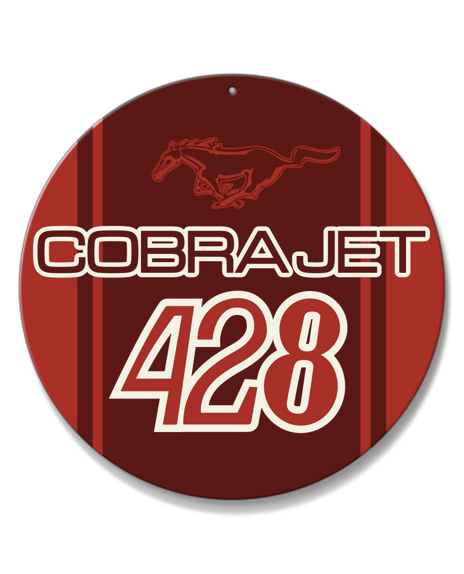 Cobra Jet 428 c.i. V8 Engine Emblem 1968 - 1970 Round Aluminum Sign ...