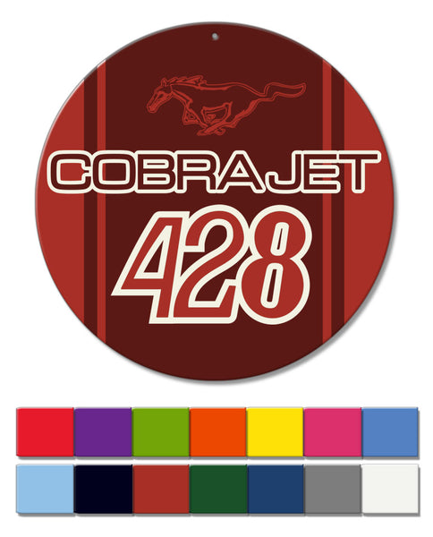 Cobra Jet 428 c.i. V8 Engine Emblem 1968 - 1970 Round Aluminum Sign ...